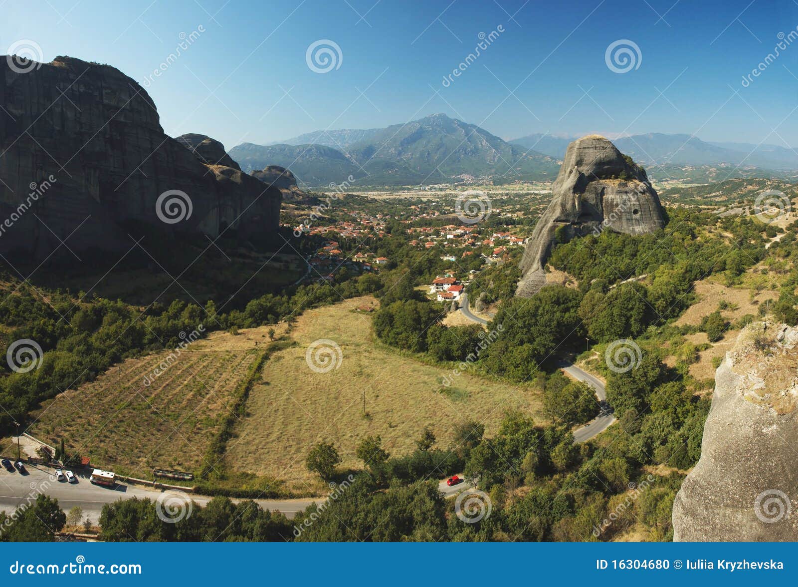Panorama of Kalampaka from Rock Monastery,Meteora Stock Photo - Image ...