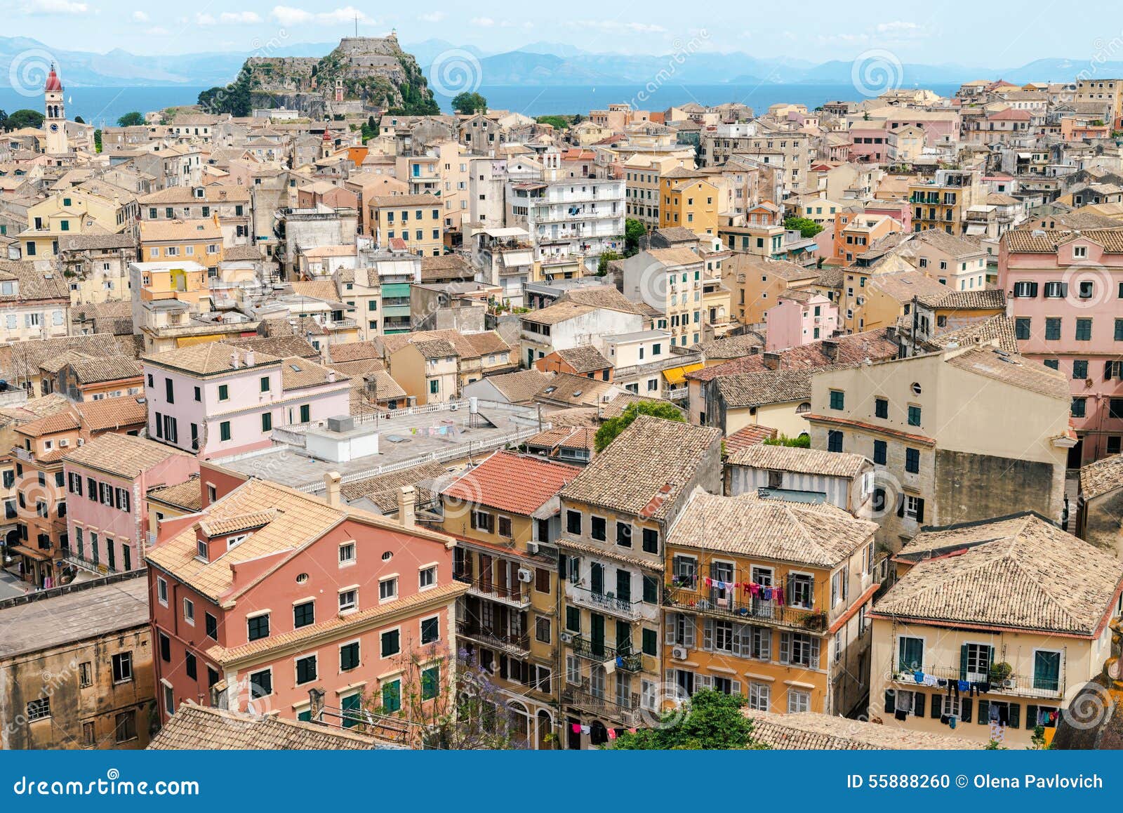 Panorama of the Kerkyra, Corfu Stock Photo - Image of europe, aerial ...