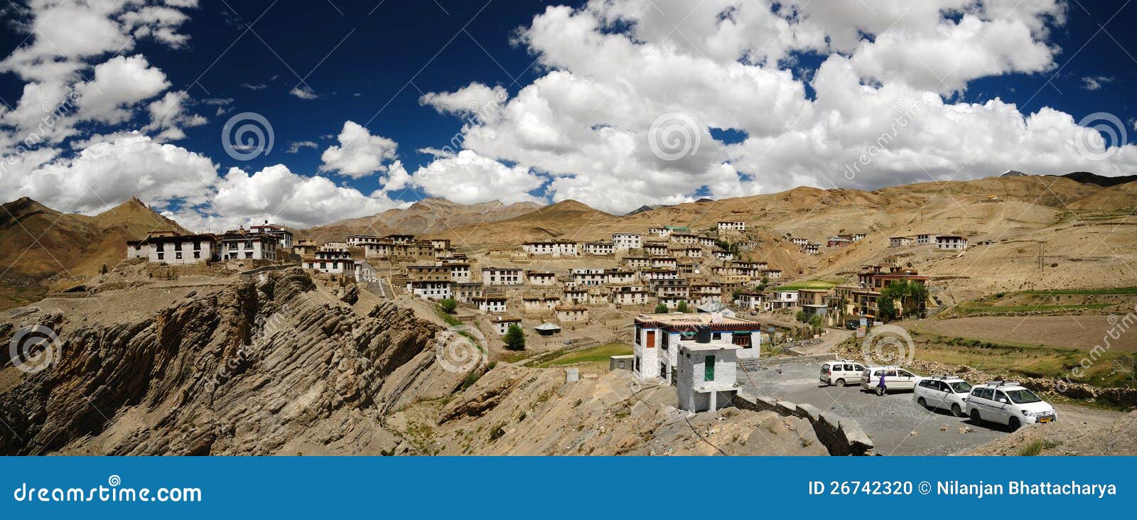Panorama of Kibber village stock photo. Image of himalaya - 26742320