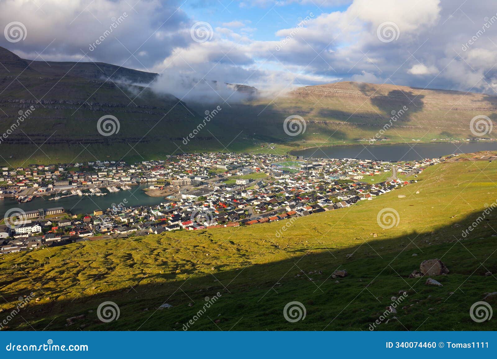 Panorama of Klaksvik City on Faroe Islands Stock Illustration ...