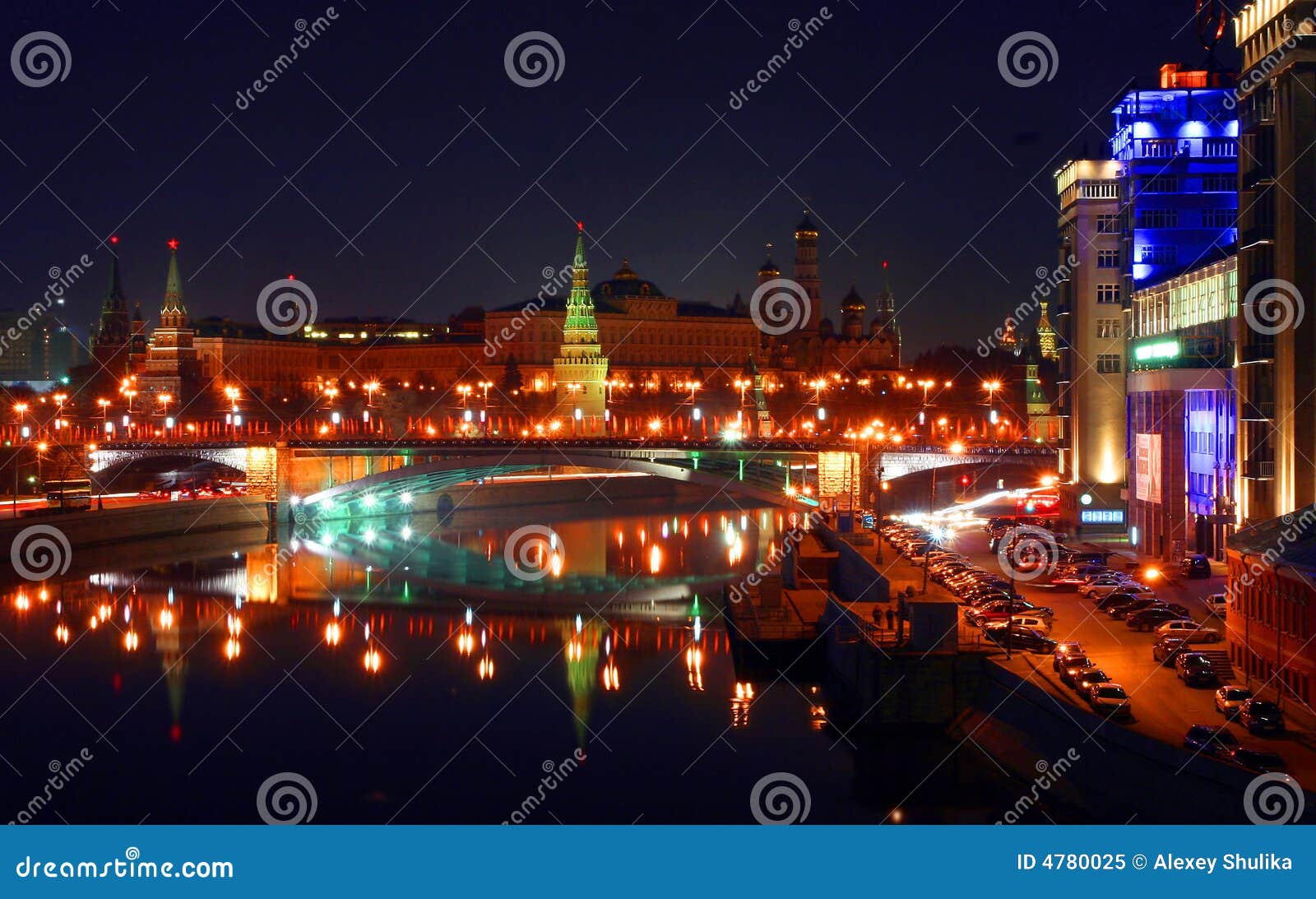 The Panorama of the Kremlin at Night Stock Image - Image of ...