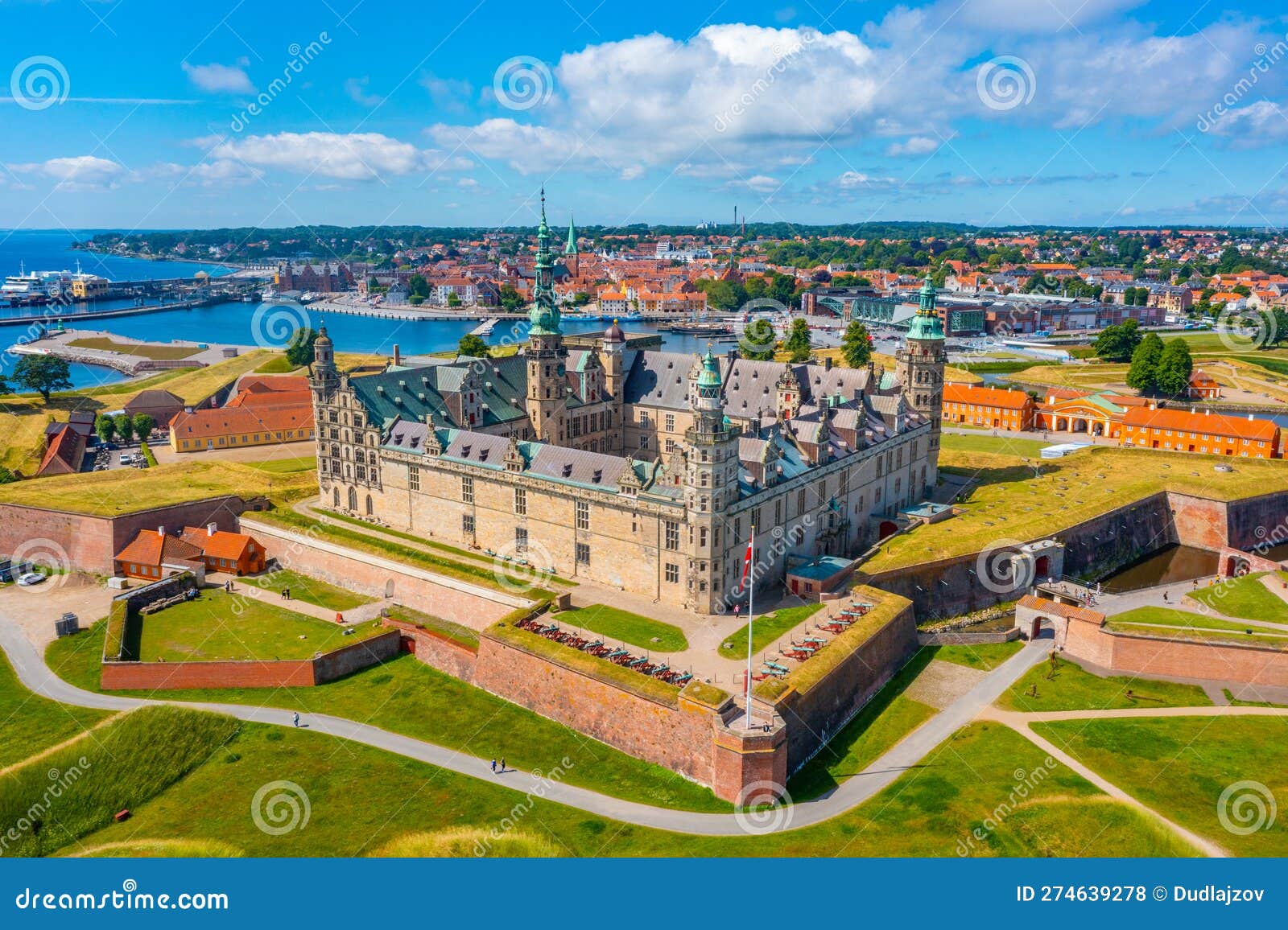 Panorama of the Kronborg Castle at Helsingor, Denmark Stock Photo ...