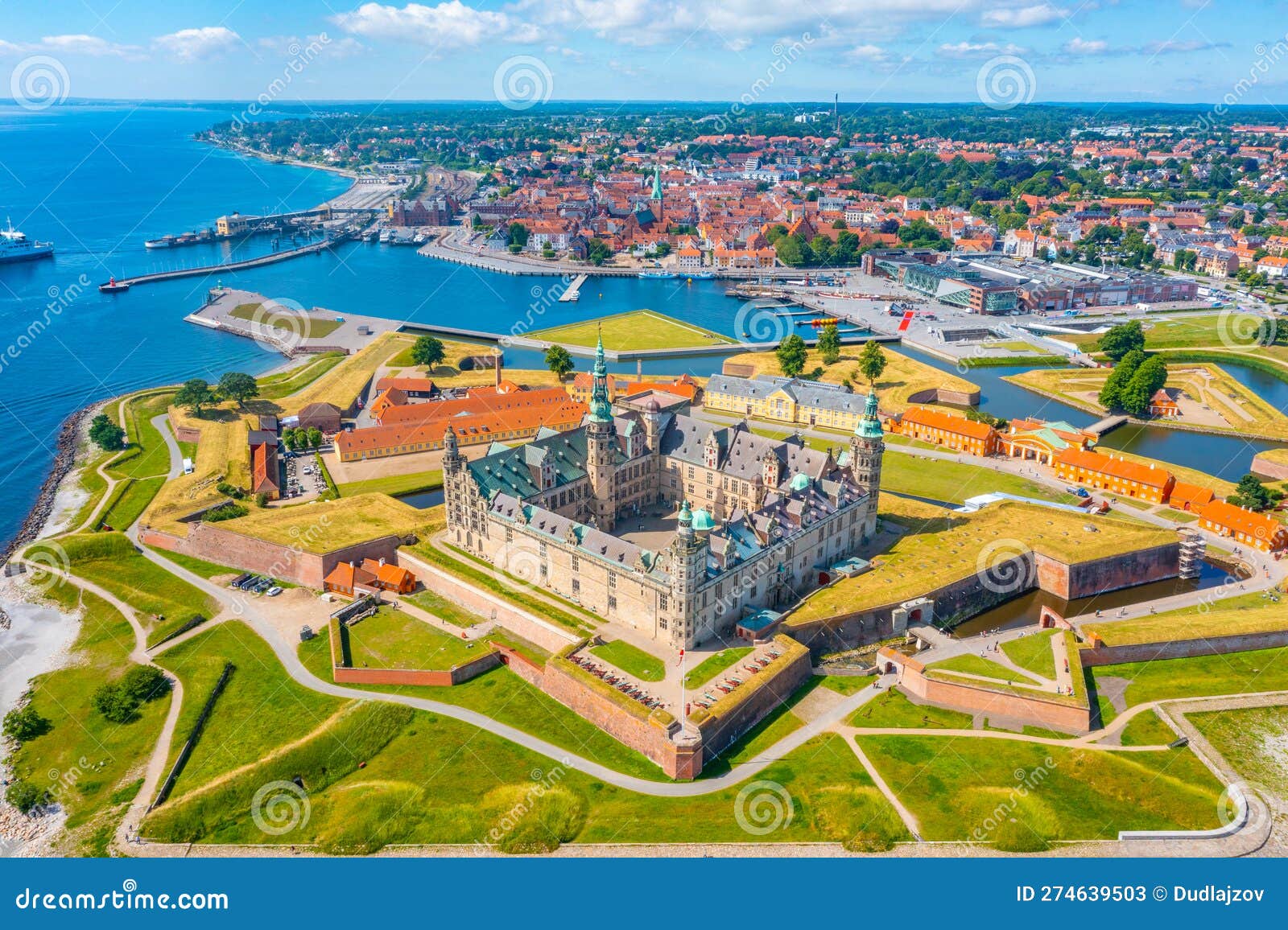 Panorama of the Kronborg Castle at Helsingor, Denmark Stock Image - Image of turret, rampart ...
