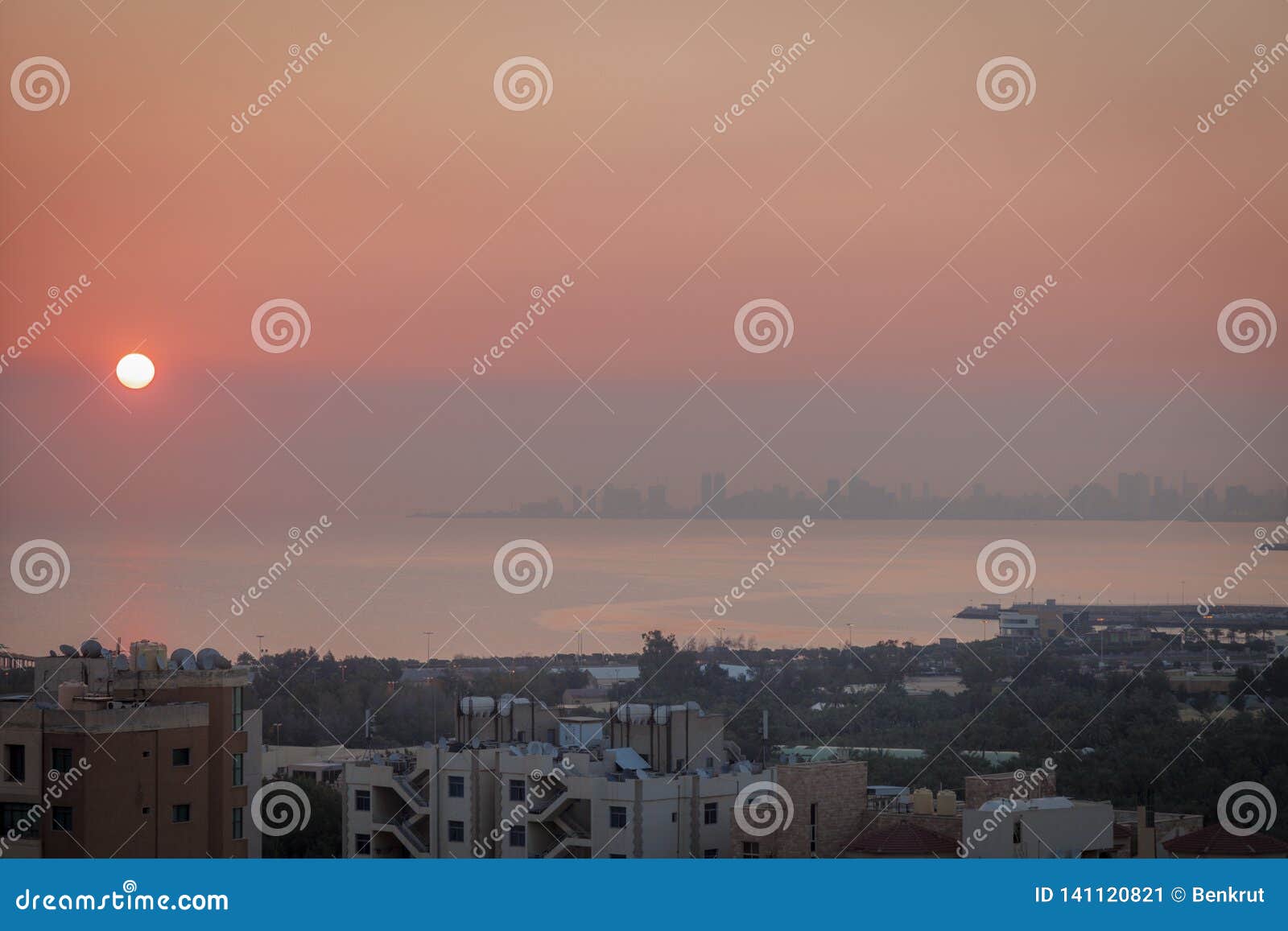 Panorama of Kuwait City stock image. Image of sunrise - 141120821