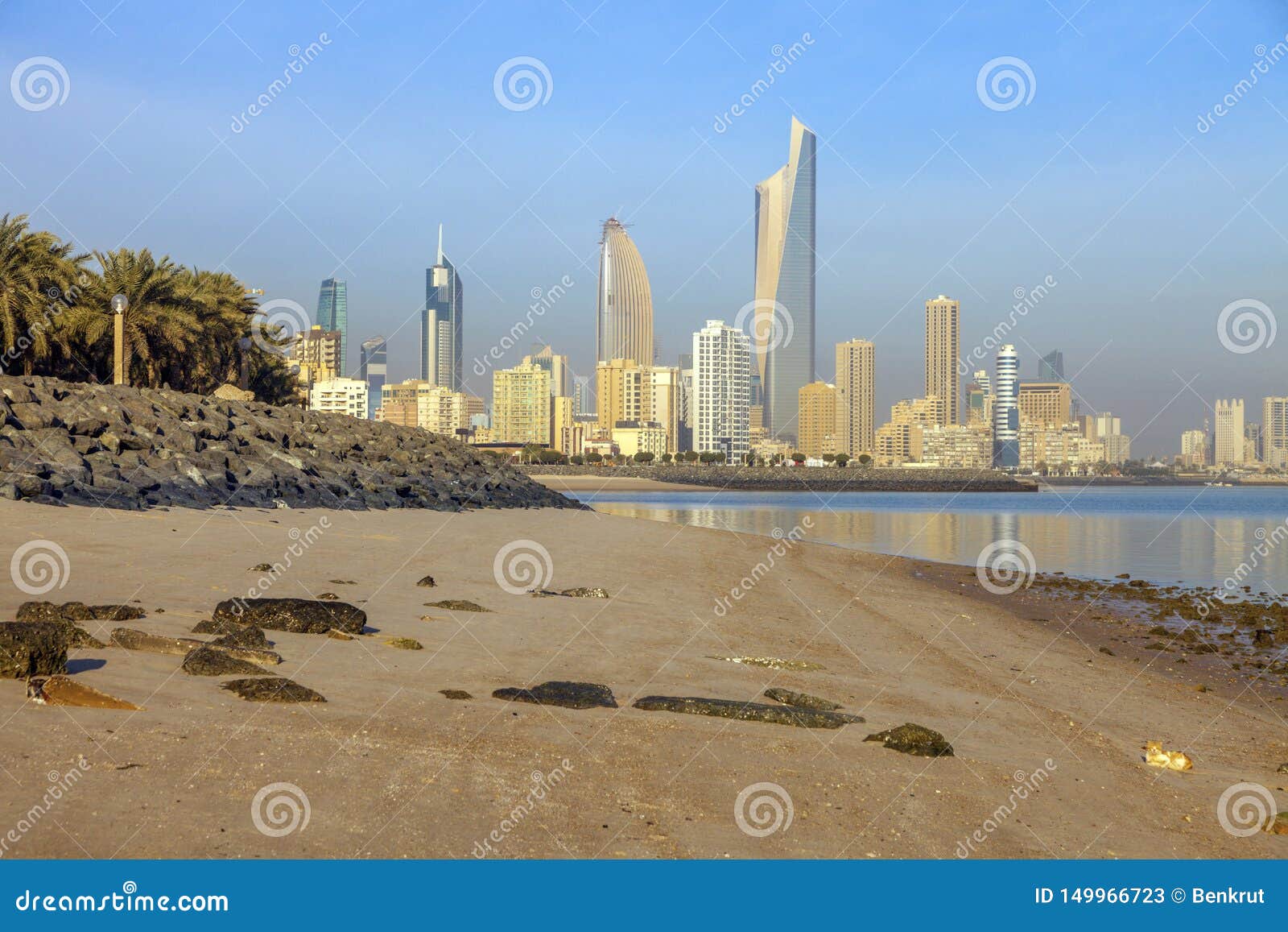 Panorama of Kuwait City from the Beach Stock Image - Image of morning ...