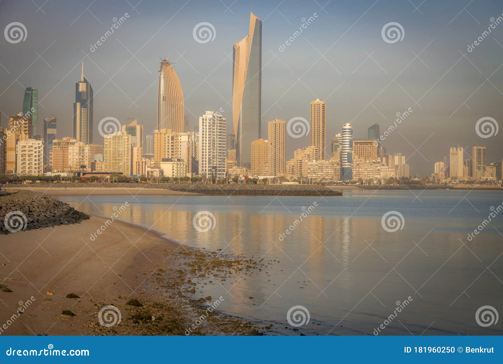 Panorama of Kuwait City from the Beach Editorial Image - Image of beach ...