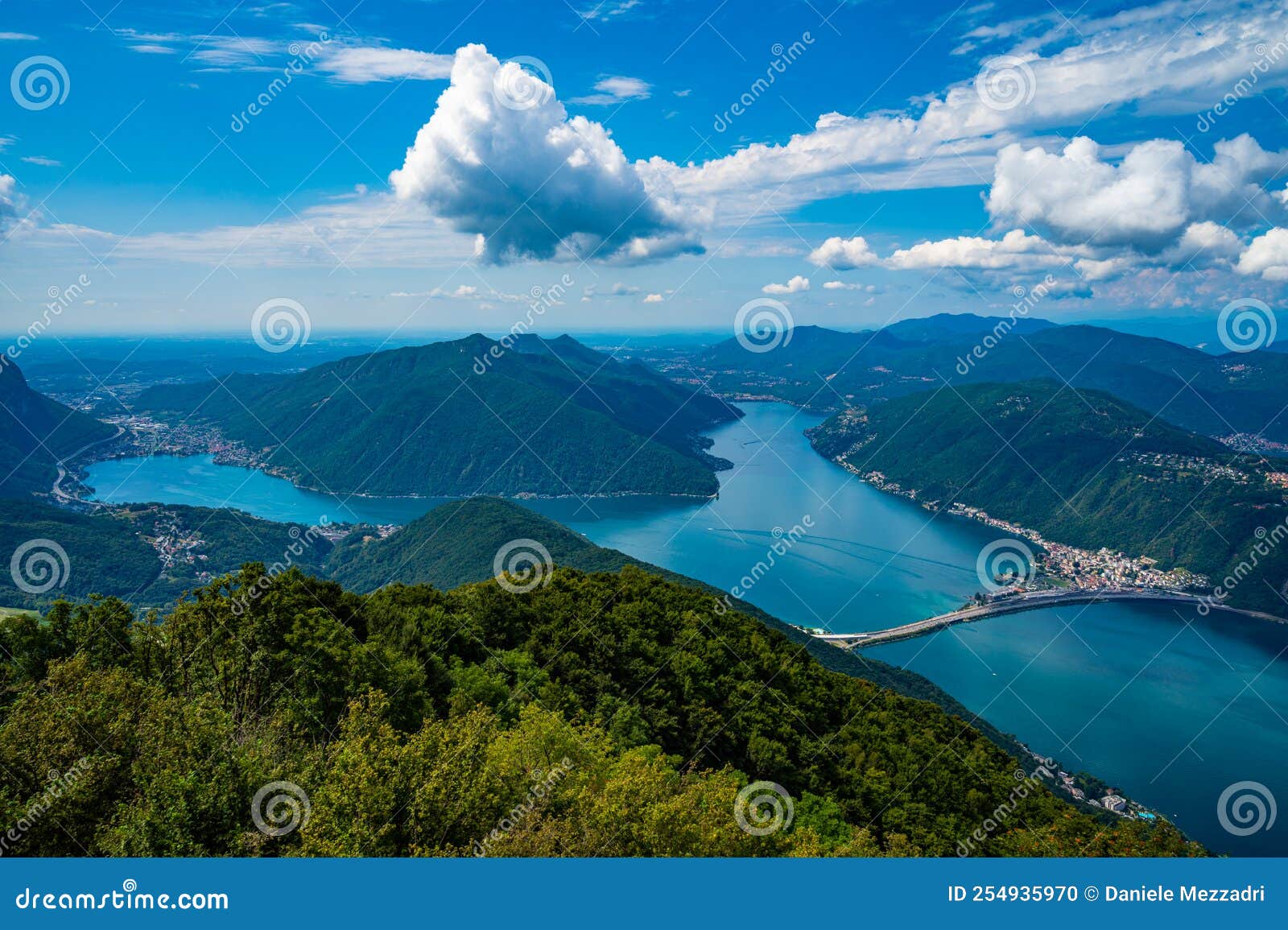 Panorama on Lake Lugano stock photo. Image of canton - 254935970