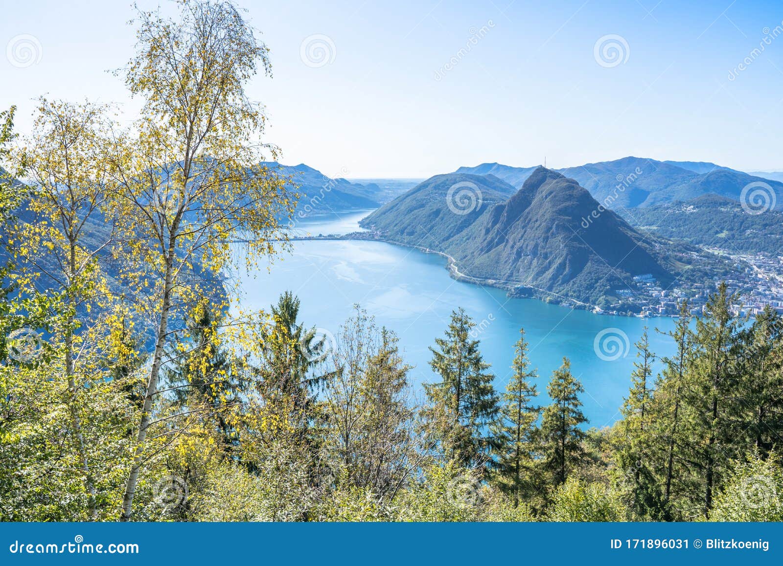 Panorama of Lake Lugano, Switzerland Stock Image - Image of schweiz ...