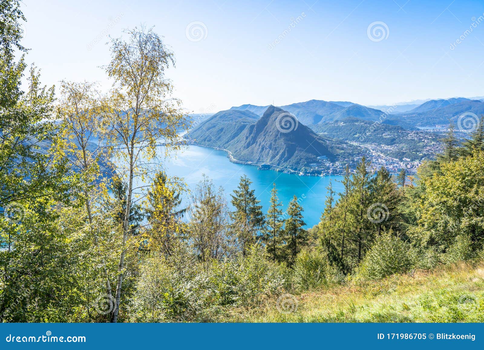 Panorama of Lake Lugano, Switzerland Stock Image - Image of panoramic ...
