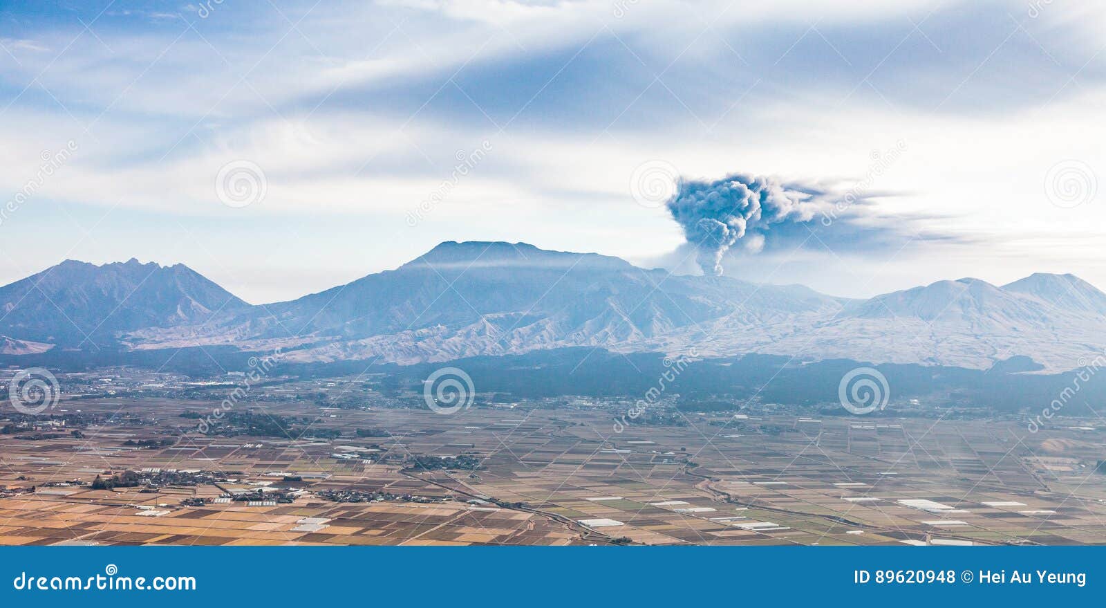 Panorama Landscape of Aso Volcano Stock Photo - Image of winter ...