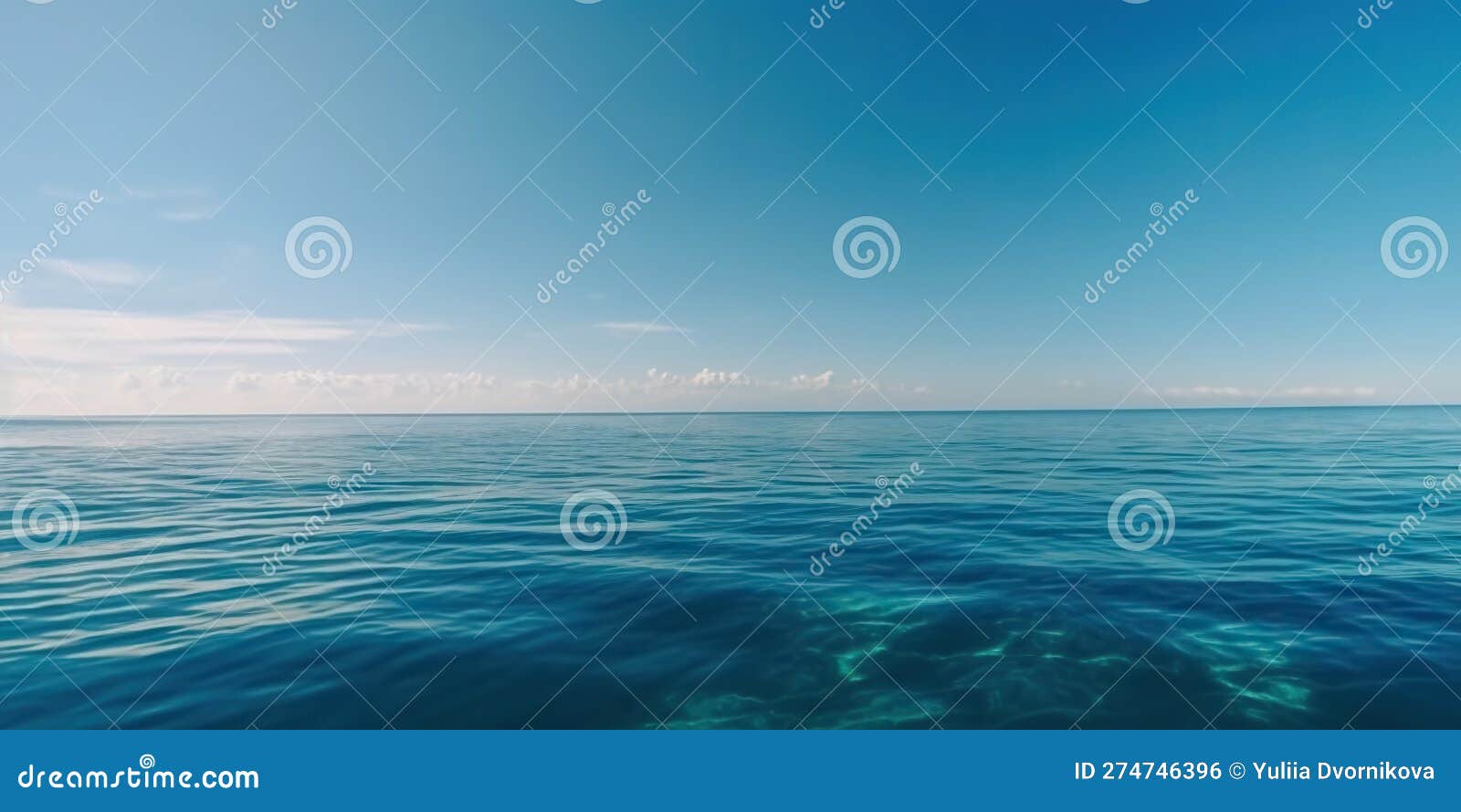 Panorama Landscape of Empty Blue Sea and Sky Blue Background ...