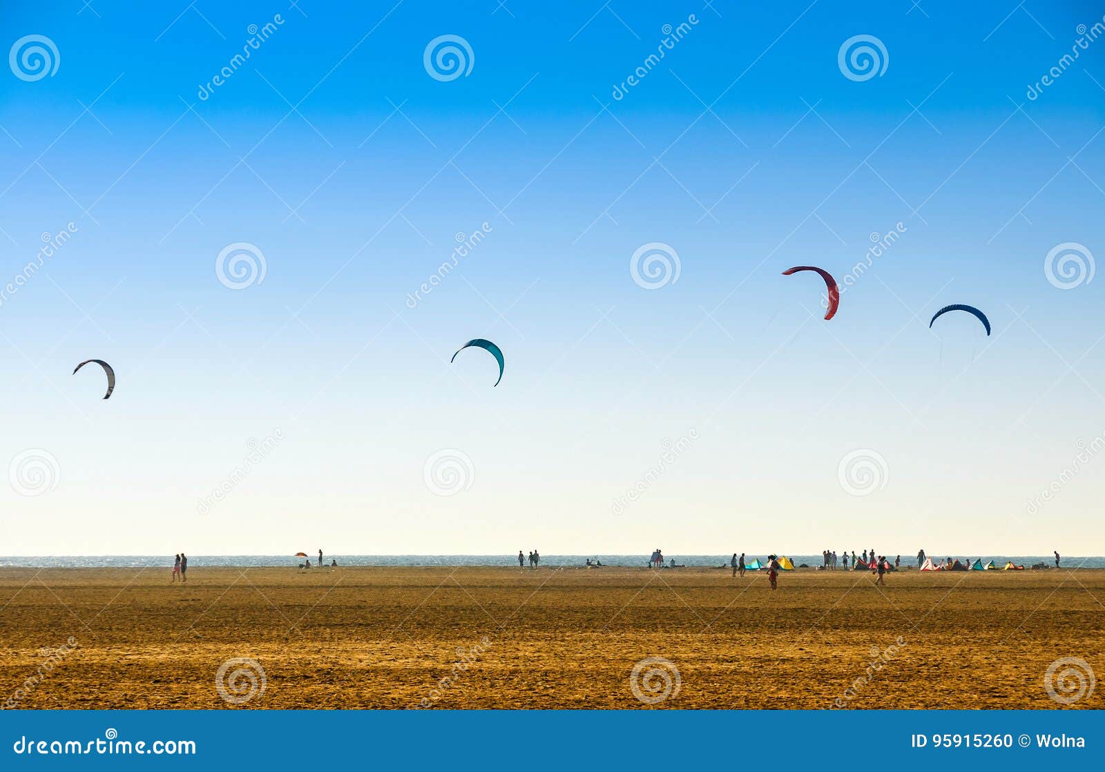 Panorama Landscape of Surfing Beach Stock Photo - Image of colorful ...