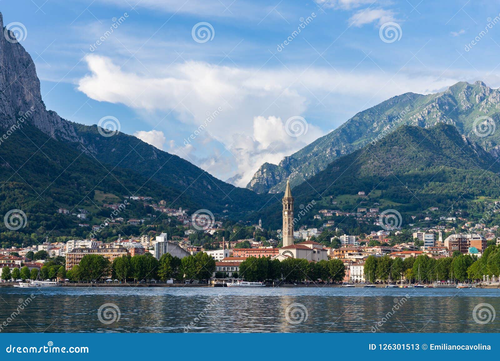 Panorama of Lecco with the Mountains in the Background Stock Image ...
