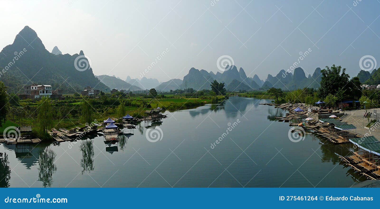 Panorama of the Li River in Yangshuo, China Stock Photo - Image of asia ...