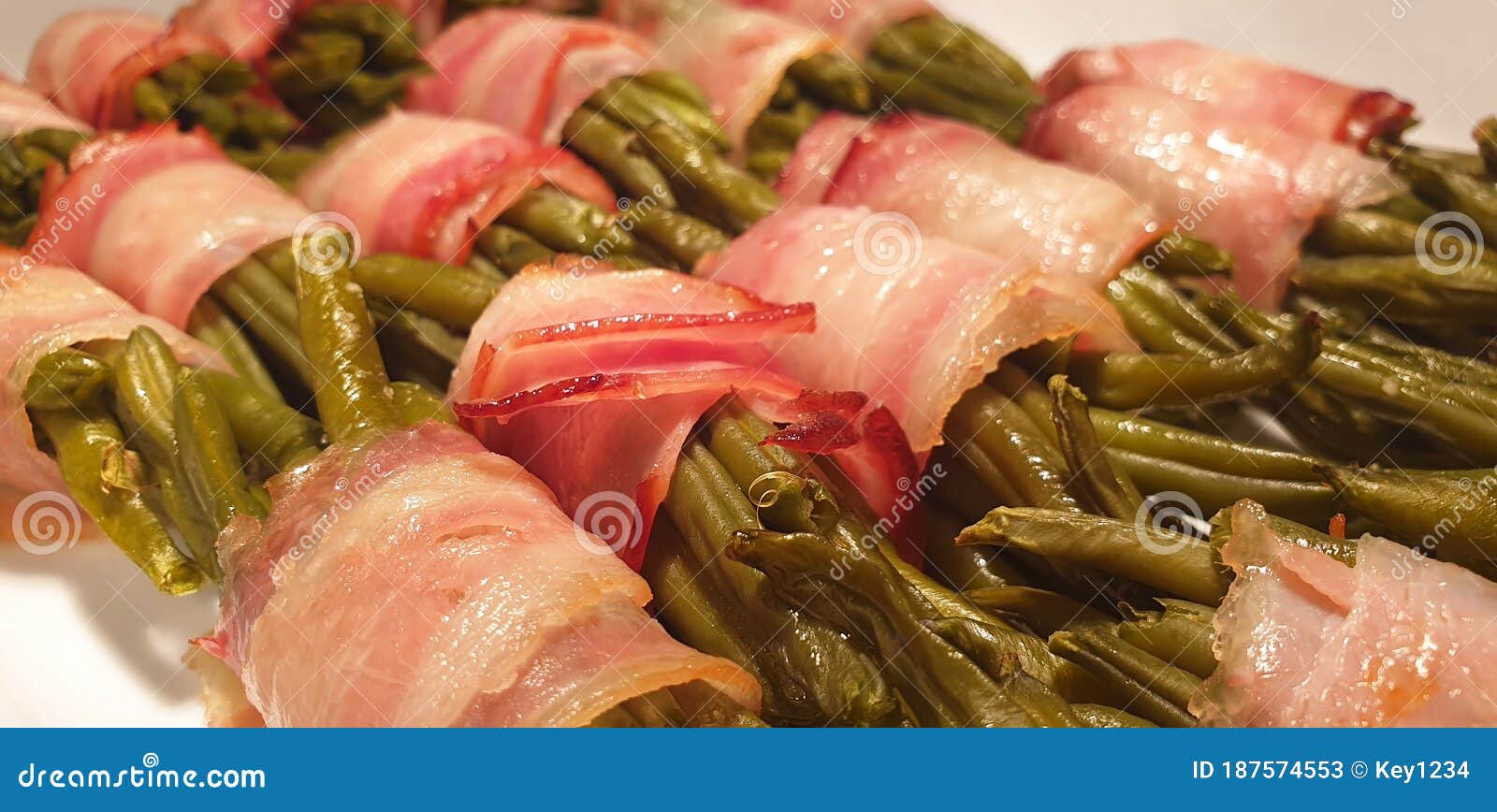 Light Appetizer for a Buffet of String Beans Wrapped in Bacon Stock ...