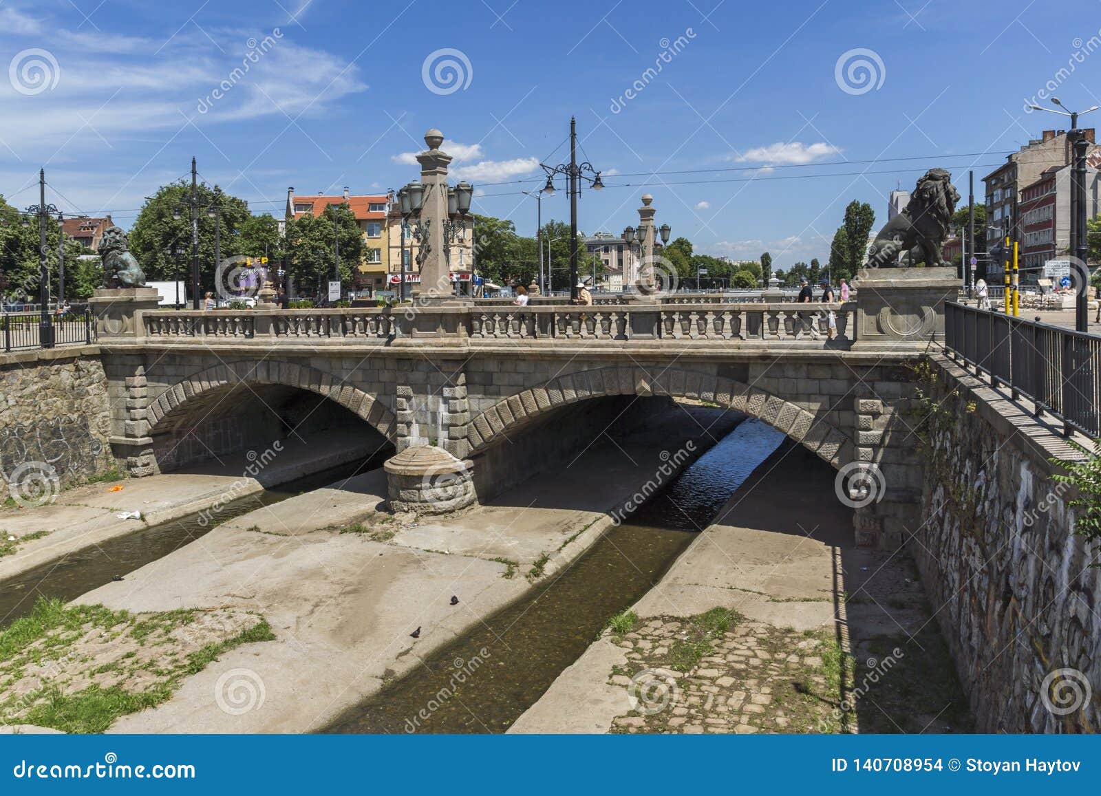 Panorama of Lion`s Bridge Over Vladaya River, Sofia, Bulgaria Editorial ...