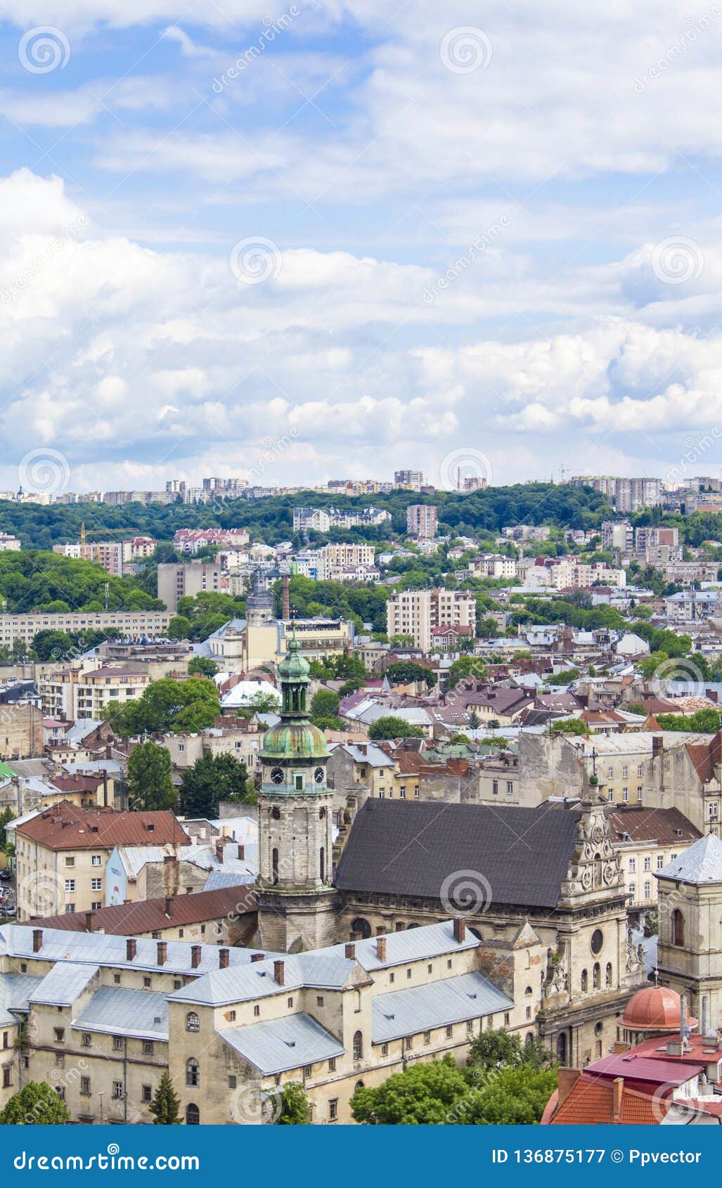 Panorama of Lviv stock image. Image of city, panoramic - 136875177