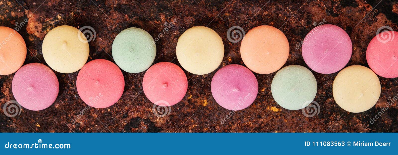 Panorama, Macarons, Biscuits or Cookies on a Rusty Background, T Stock ...