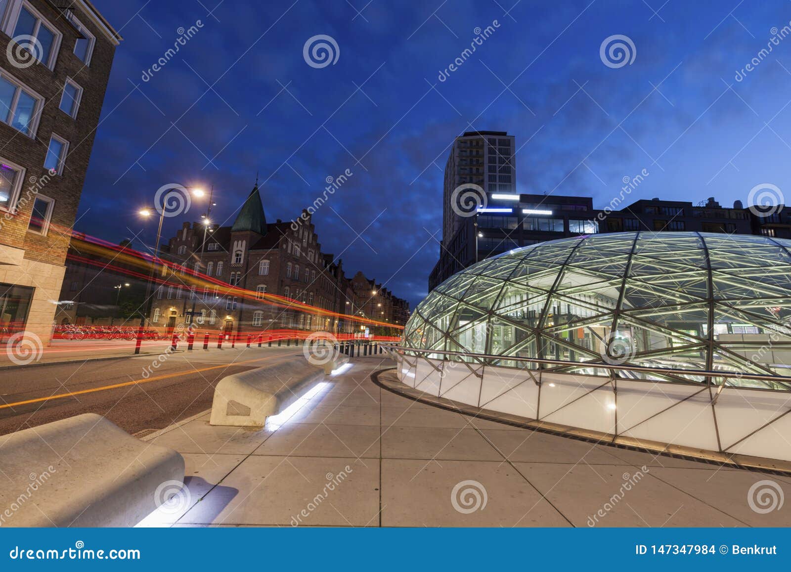 Panorama of Malmo at night stock photo. Image of dusk - 147347984