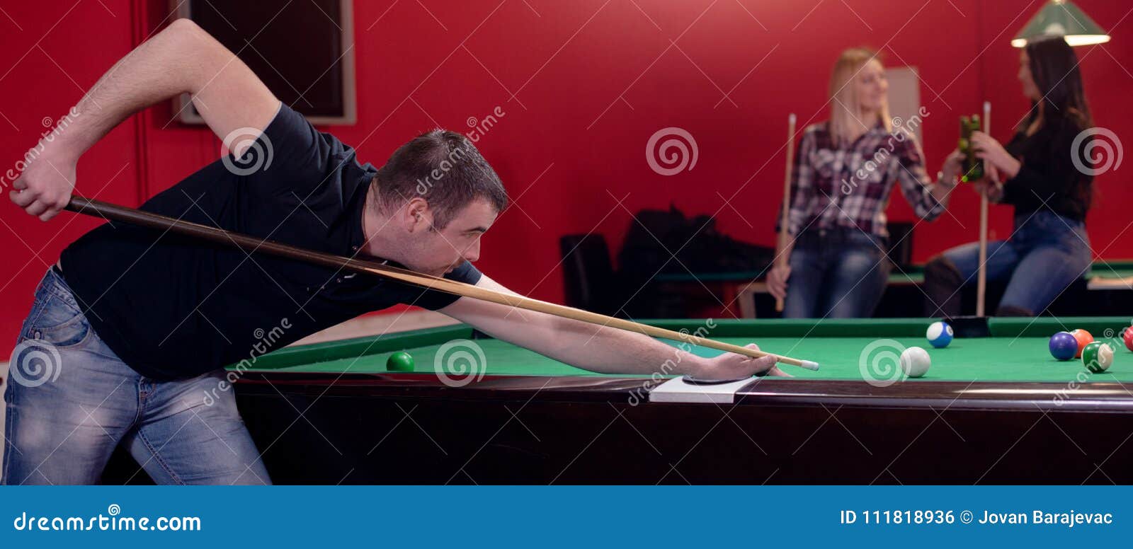 Panorama of a Man Playing Pool Stock Photo - Image of gambling ...