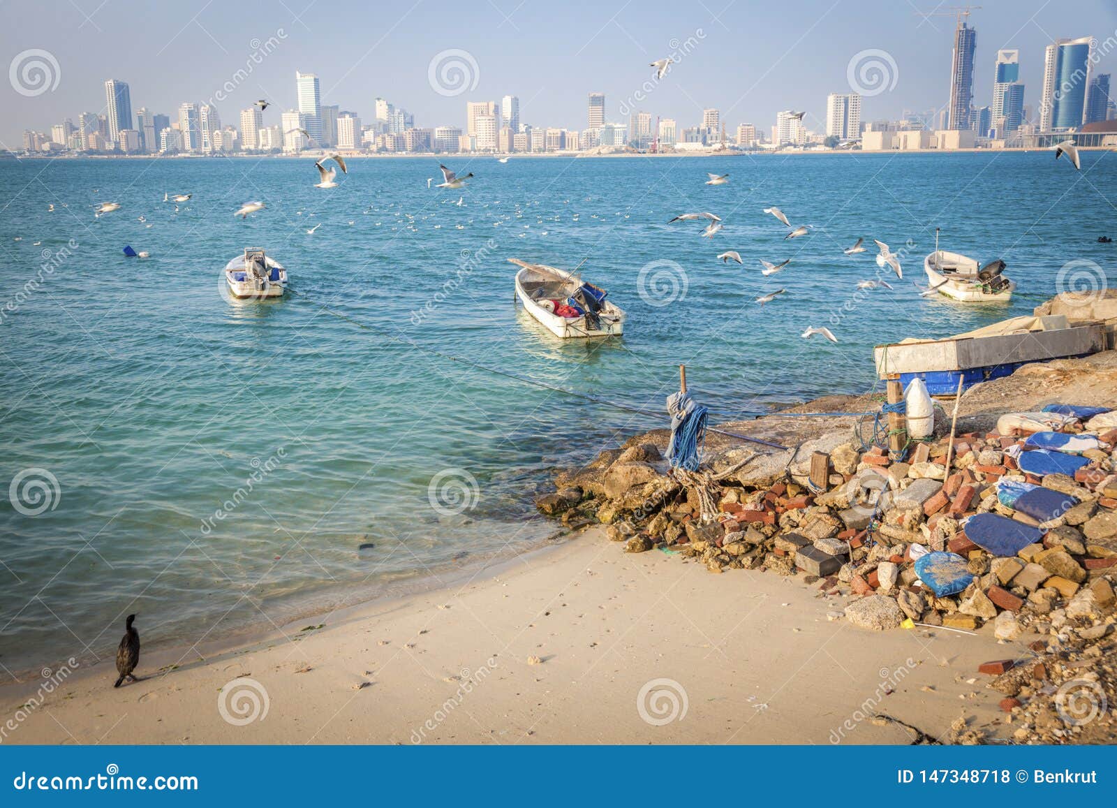 Panorama of Manama stock photo. Image of cityscape, fishing - 147348718