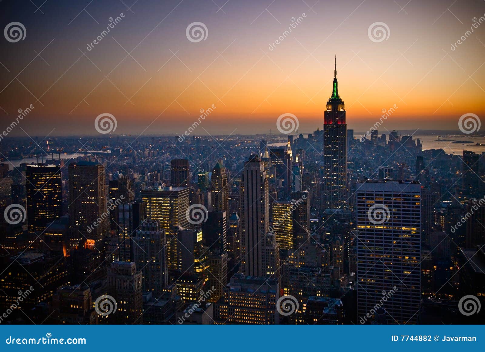Panorama of Manhattan at Sunset, New York Stock Photo - Image of ...