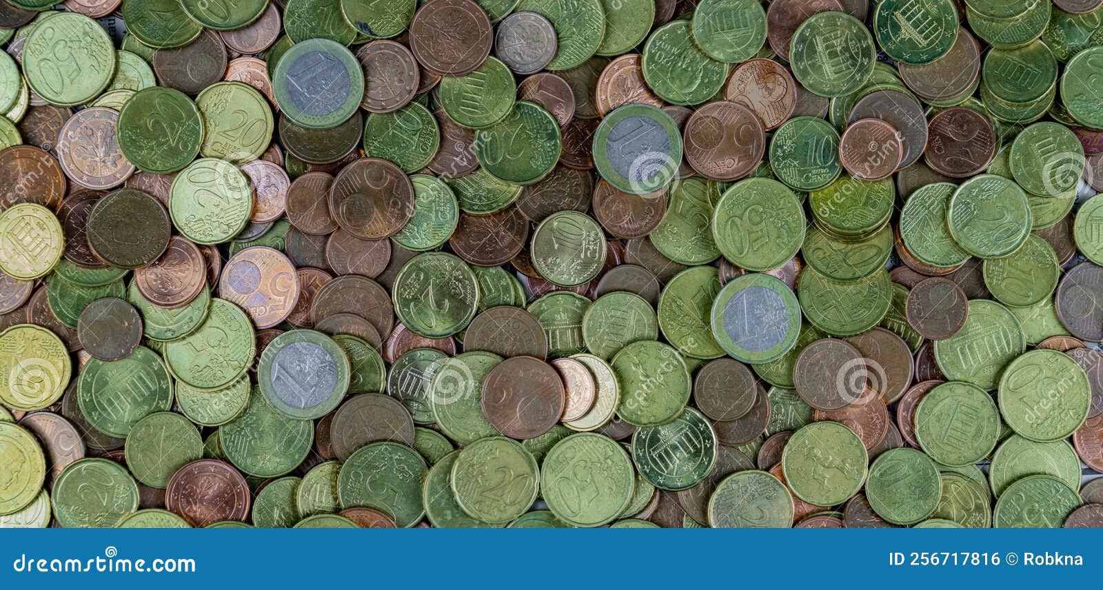 Panorama of Many Euro Coins for Financial Background Stock Photo ...