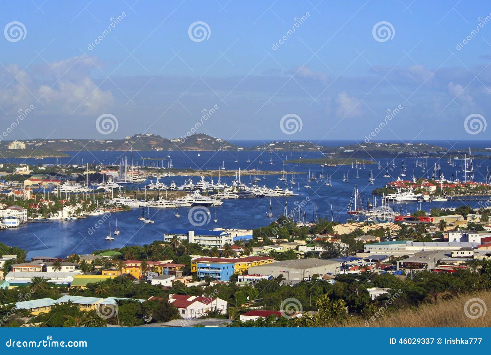Panorama of Marigot Bay, St Maarten Stock Image - Image of french ...