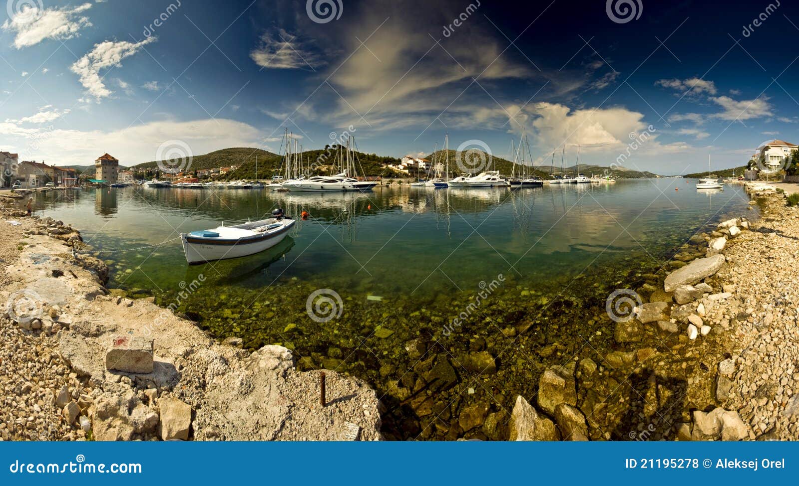 Panorama of Marina Landscape Stock Photo - Image of cloudy, landscape ...
