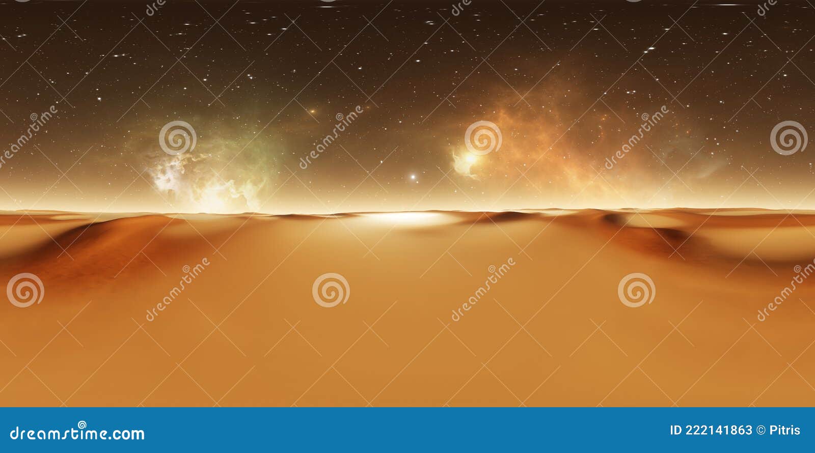 360 Panorama of Mars-like Desert Exoplanet Sunset, Environment Map ...