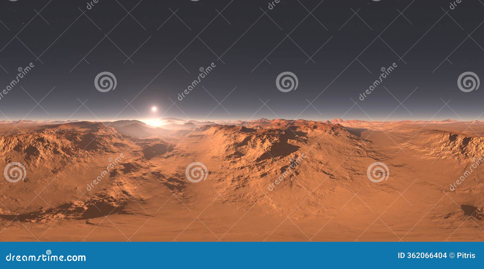 360 Degree Martian Dark Plains And Enormous Dark Sand Dune ...