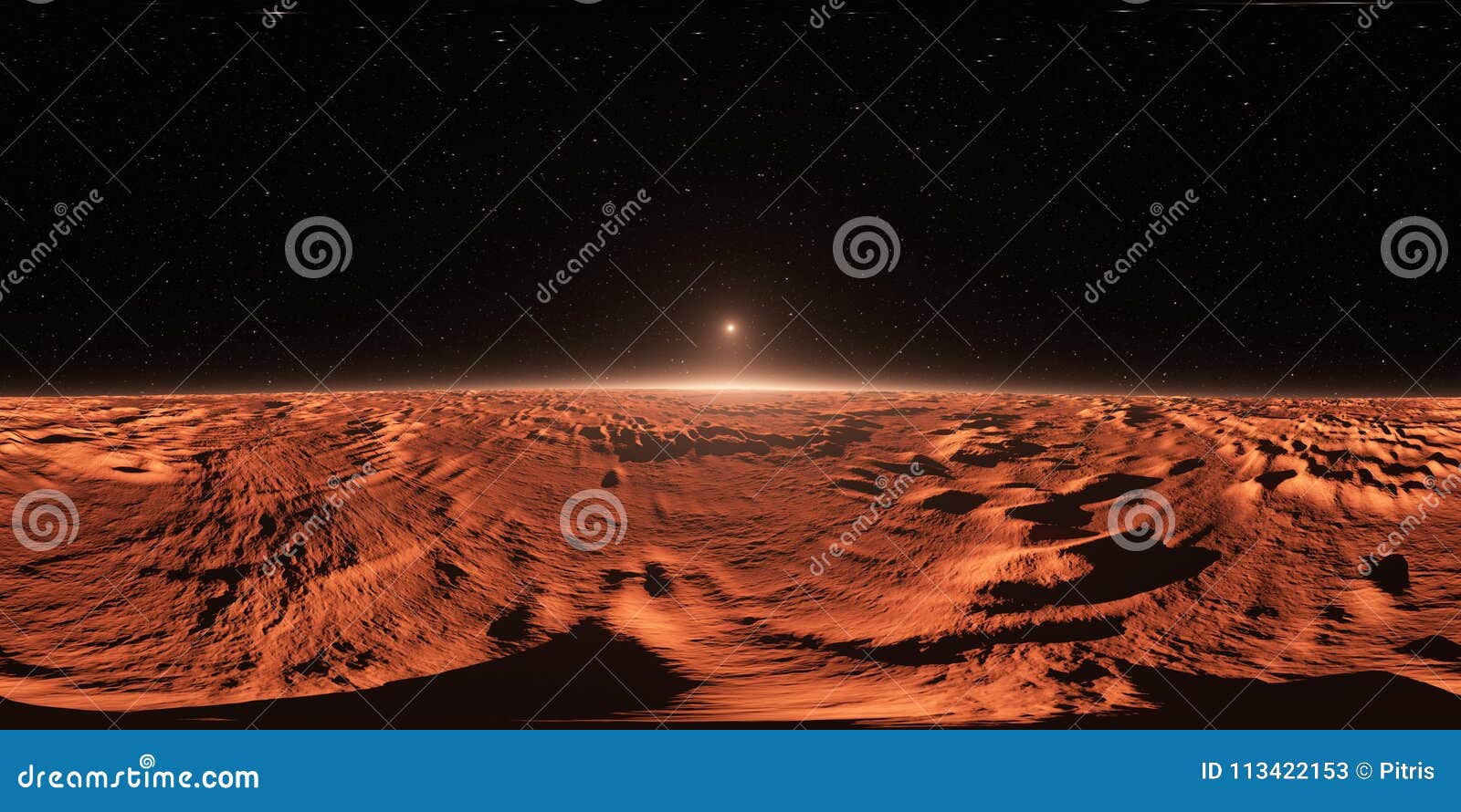 360 Panorama of Mars-like Exoplanet Sunset, Environment Map ...