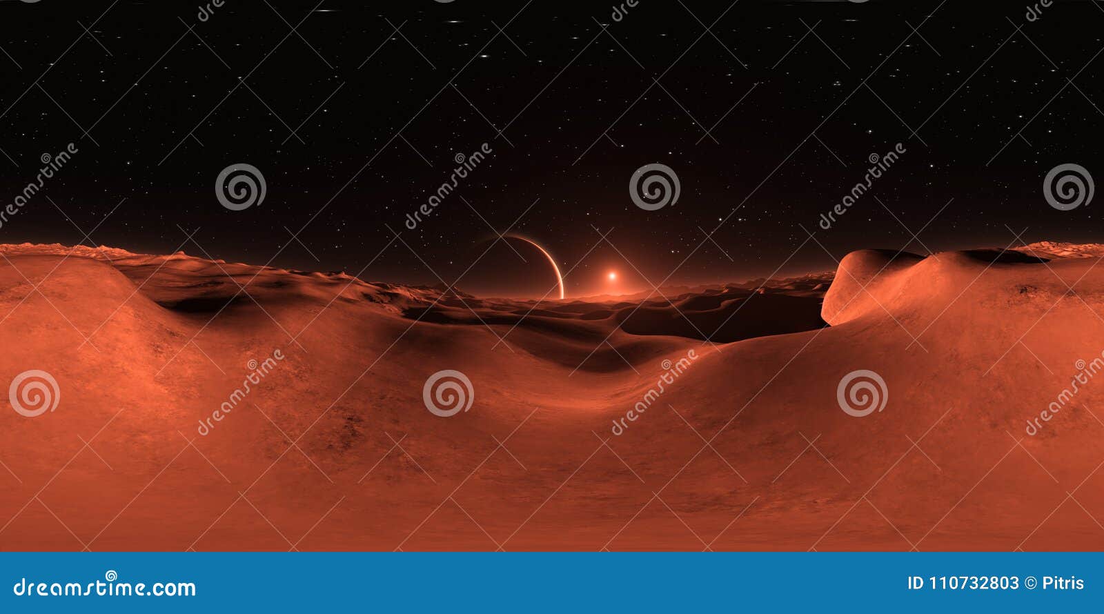 Panorama Of Mars Sunset, Environment HDRI Map. Equirectangular ...