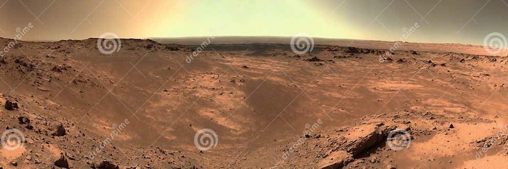 Panorama of Mars. Panoramic View of the Planet Mars Stock Illustration ...