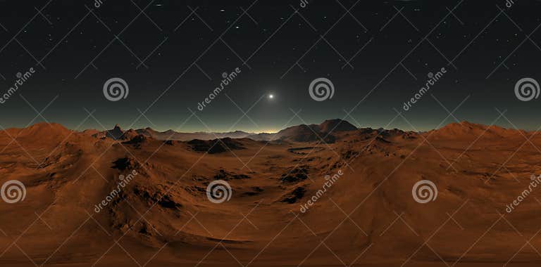 Panorama of Mars Sunset, Environment HDRI Map. Equirectangular ...