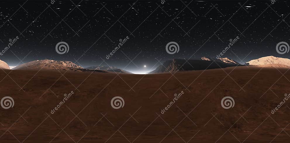 Panorama of Mars Sunset, Environment HDRI Map. Equirectangular ...