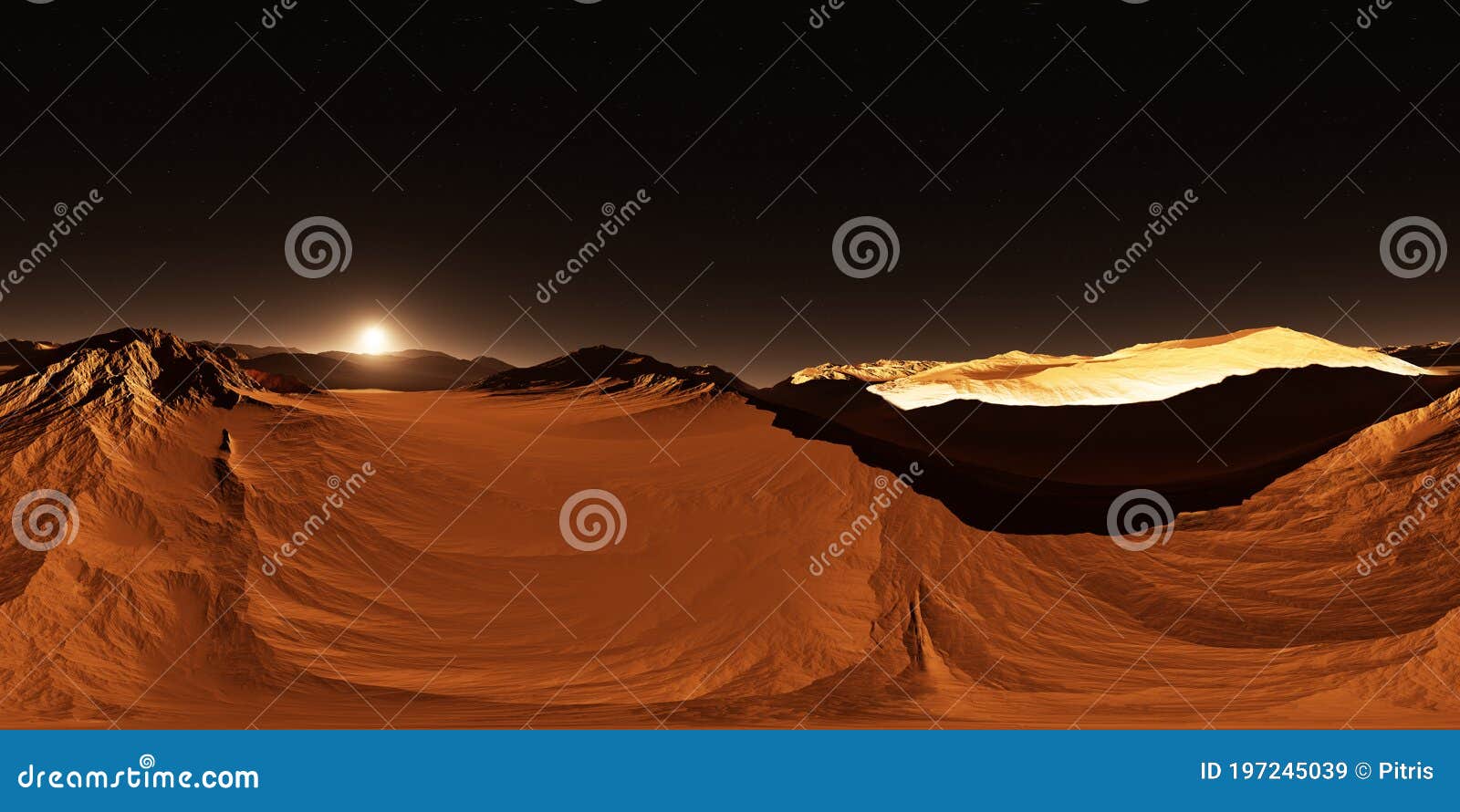 360 Panorama of Mars Sunset, Environment Map. Equirectangular ...