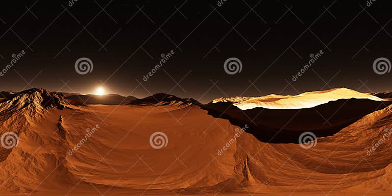 360 Panorama of Mars Sunset, Environment Map. Equirectangular ...