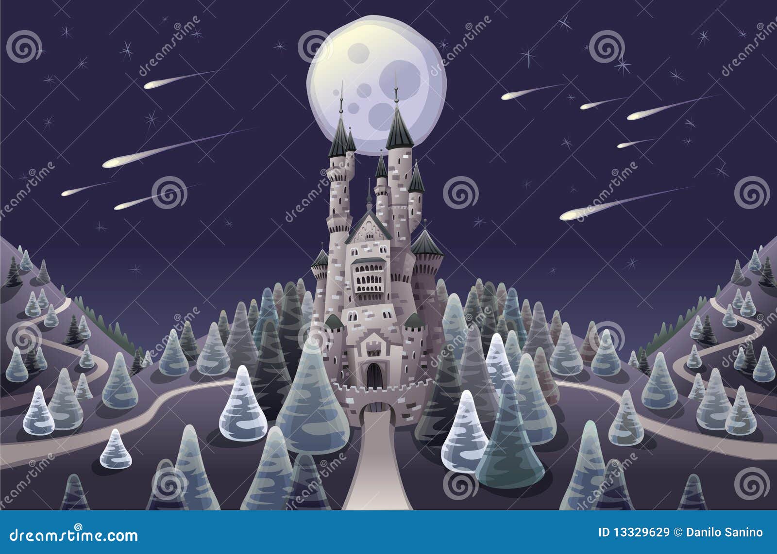 Panorama With Medieval Castle. Cartoon Vector | CartoonDealer.com #17574149