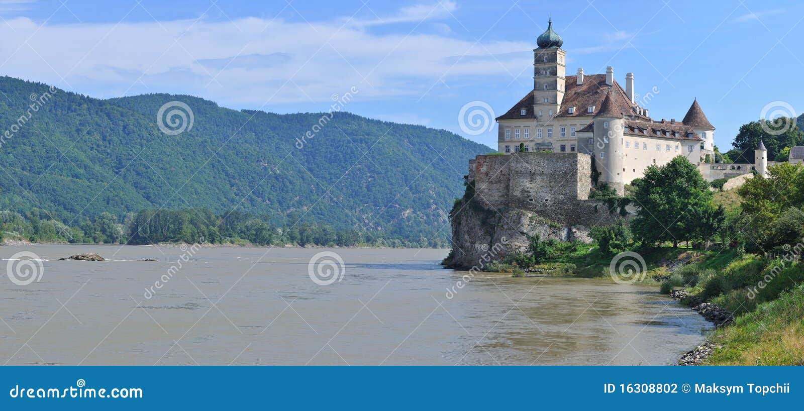 Panorama of the Medieval Castle on a River. Stock Photo - Image of ...