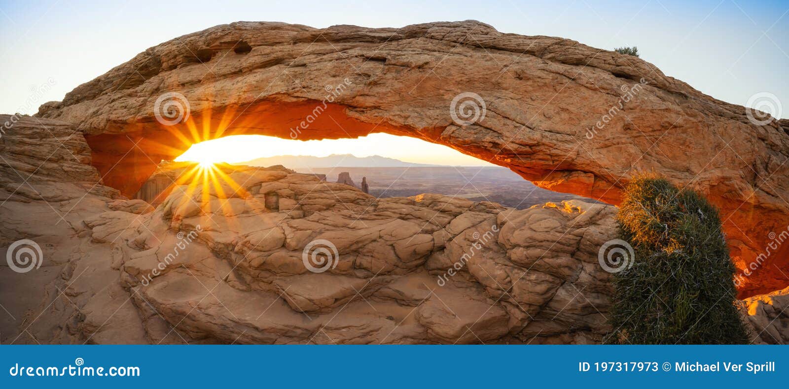 Panorama of Mesa Arch in Moab Utah at Sunrise Stock Image - Image of ...