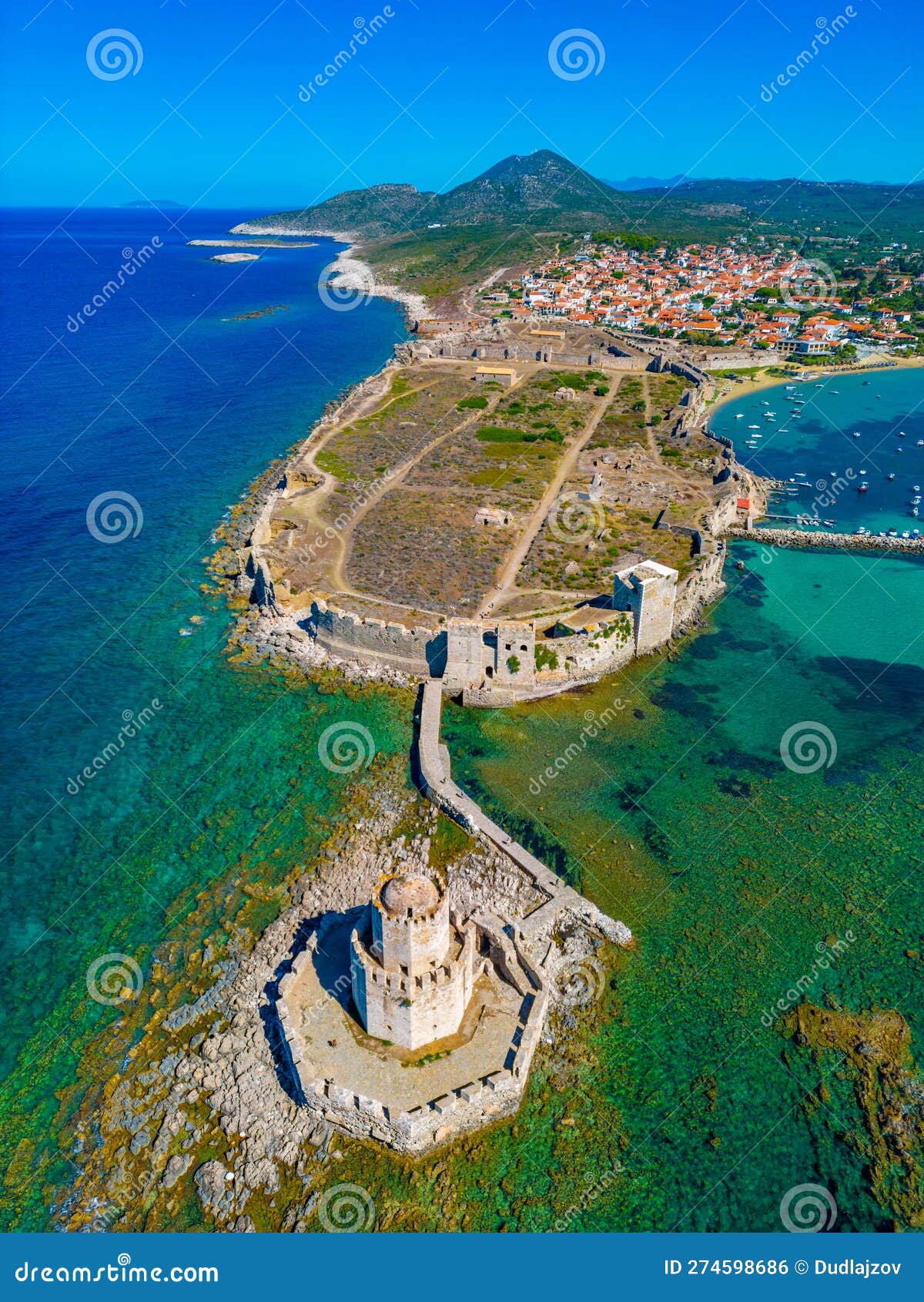 Panorama of Methoni Castle in Greece Stock Photo - Image of fort ...