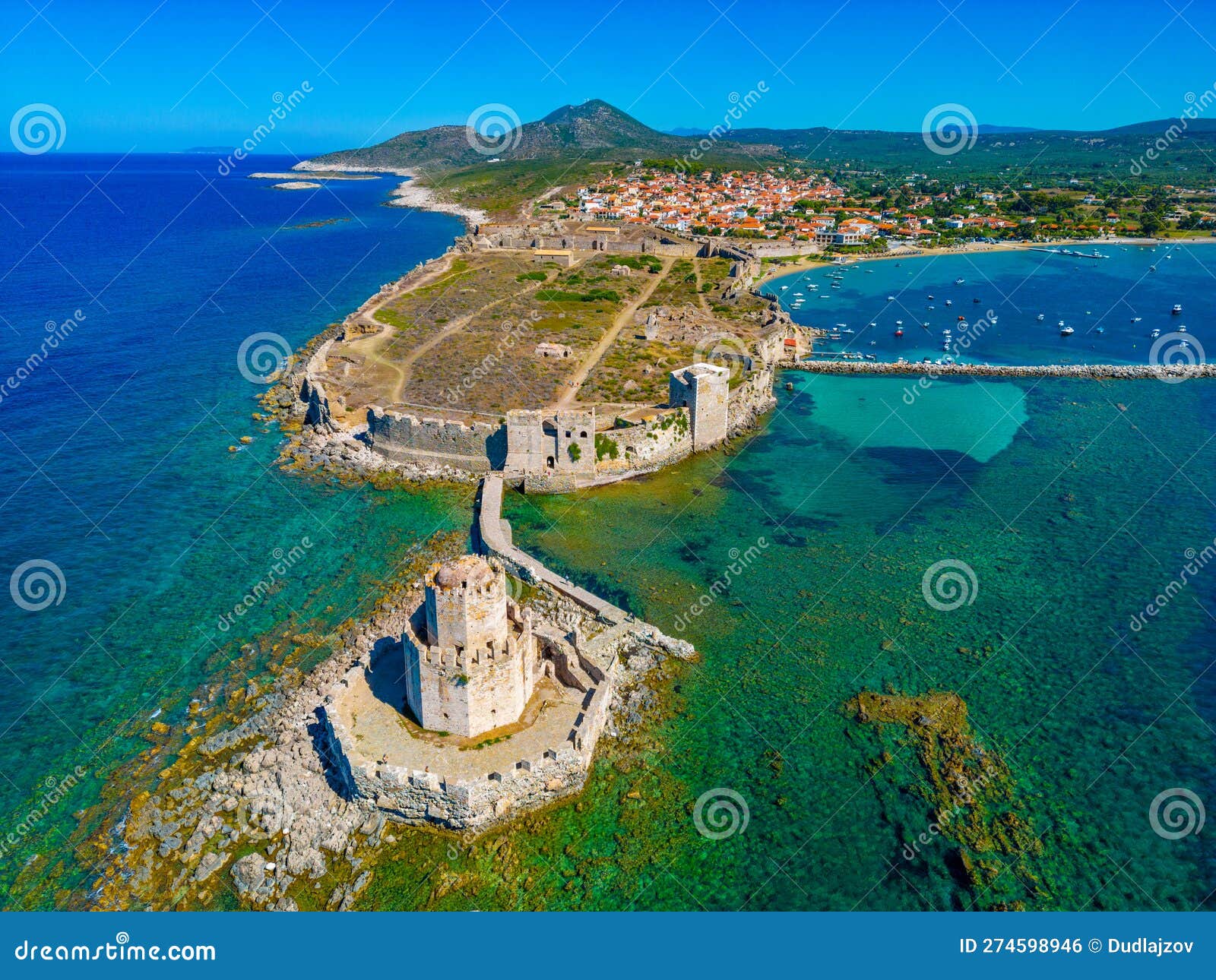 Panorama of Methoni Castle in Greece Stock Photo - Image of coastline ...