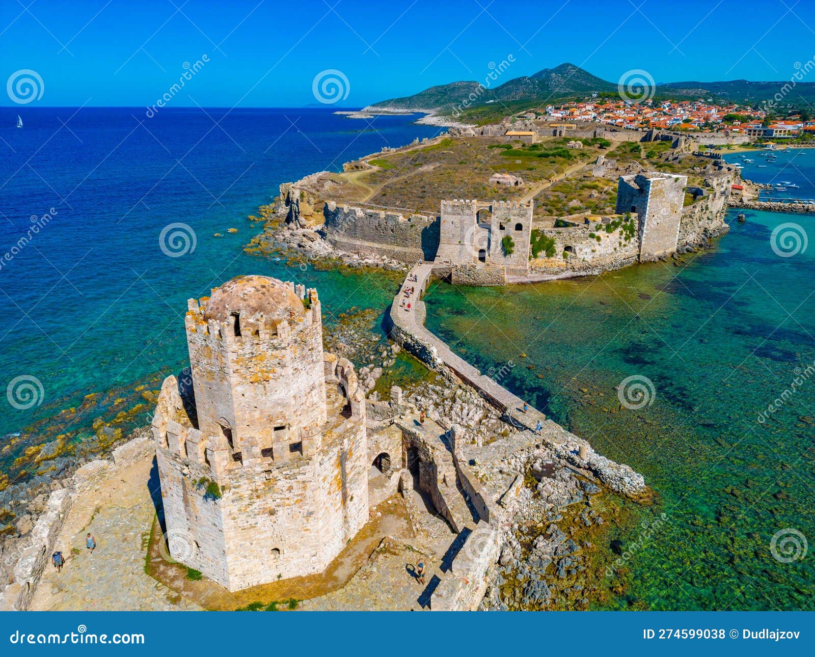 Panorama of Methoni Castle in Greece Stock Photo - Image of beach, town ...