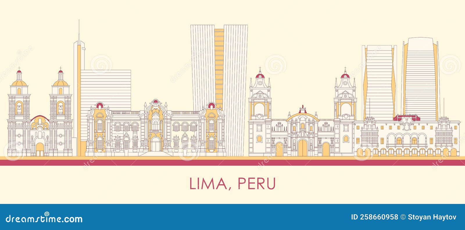 Panorama miasta lima peru ilustracja wektor. Ilustracja złożonej z ...