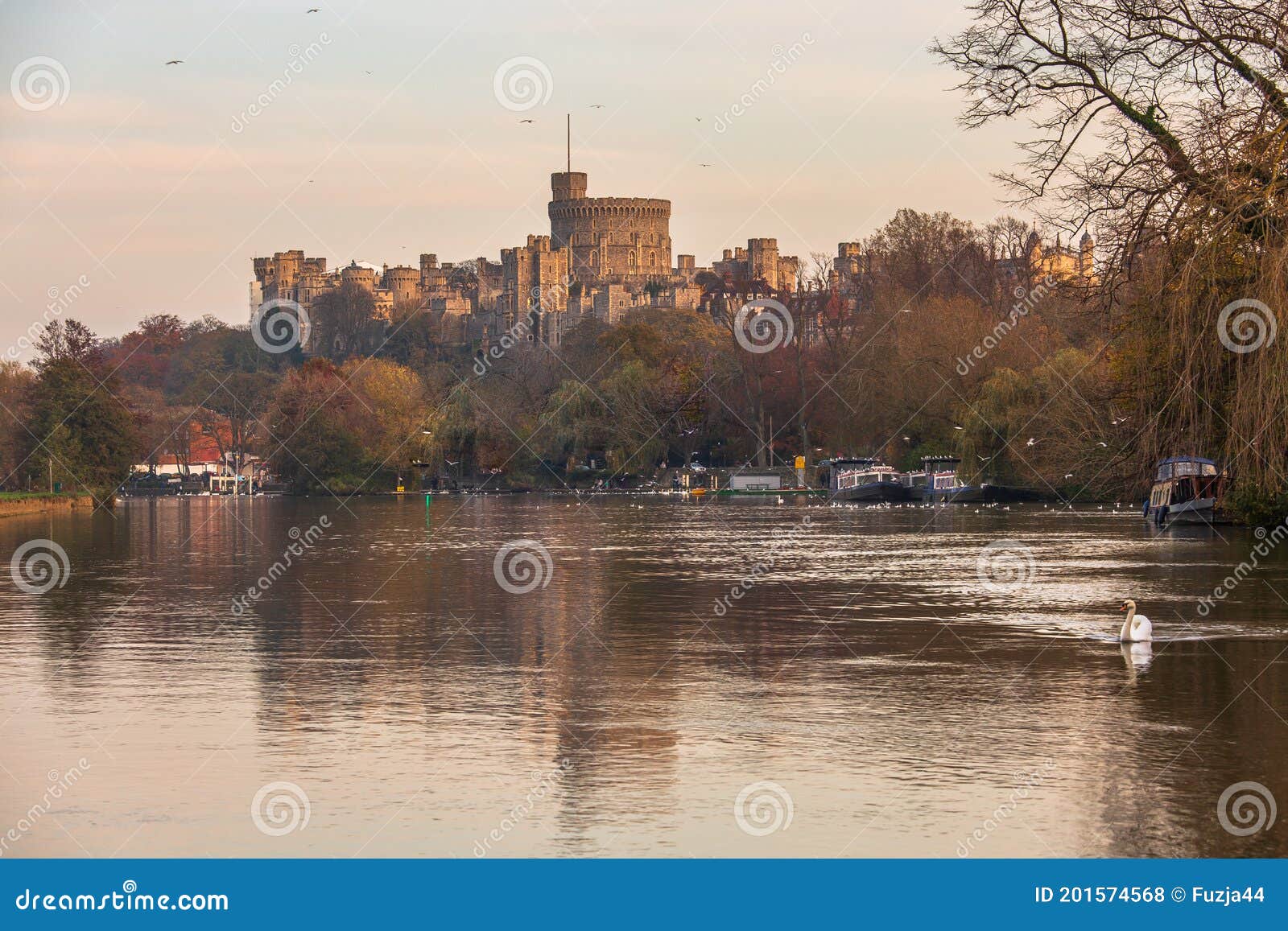 Windsor Castle Overlooking the River Thames, England. Stock Photo ...