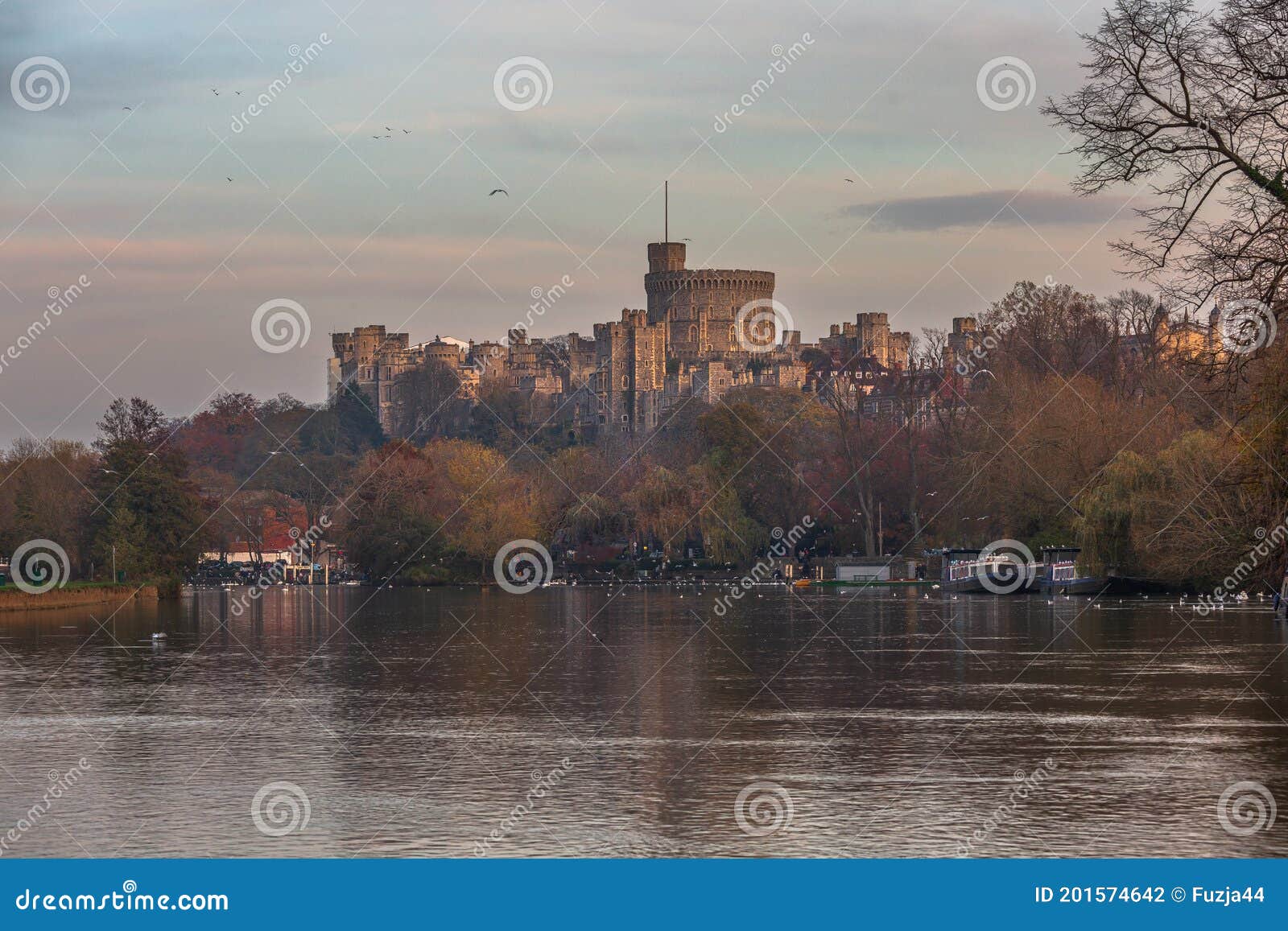 Windsor Castle Overlooking the River Thames, England. Stock Photo ...