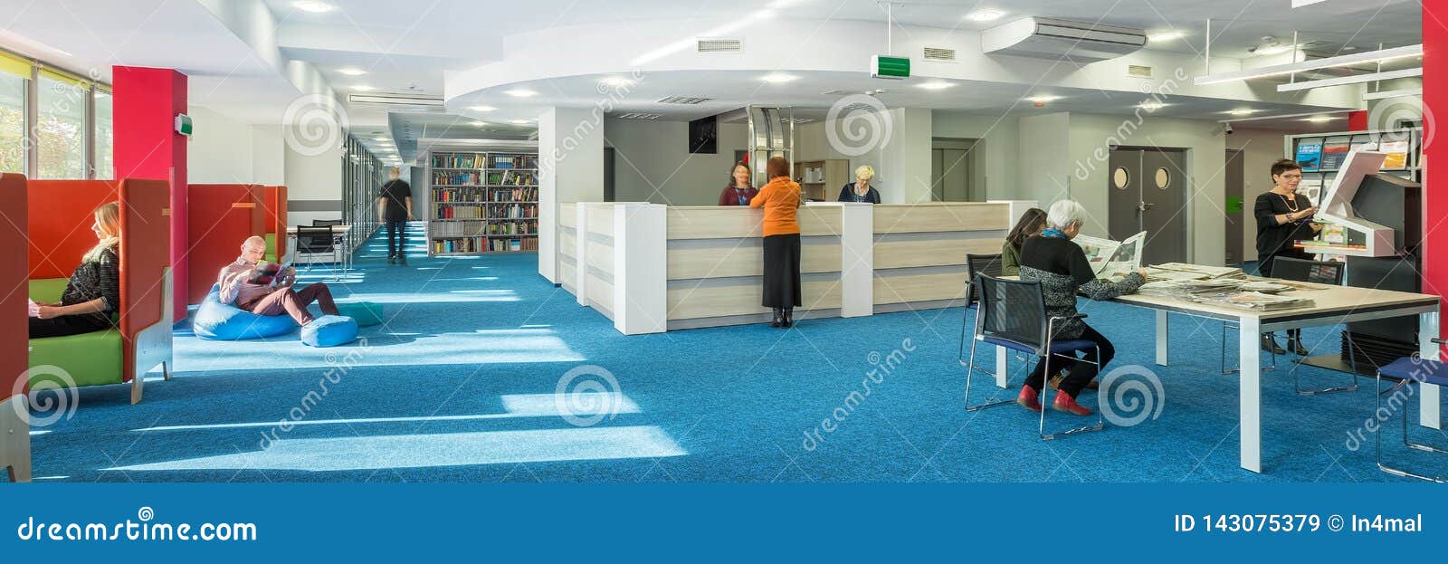 University Library with Blue Floor Stock Image - Image of floor, lend ...
