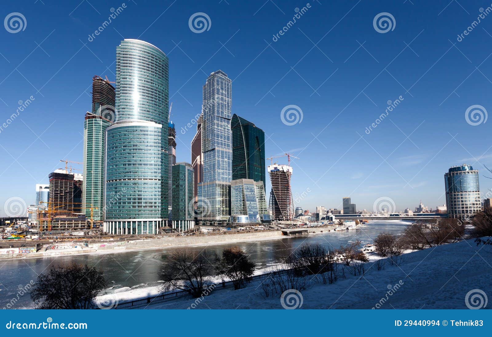 Panorama of Moscow City, Russia Stock Photo - Image of blue, finance ...