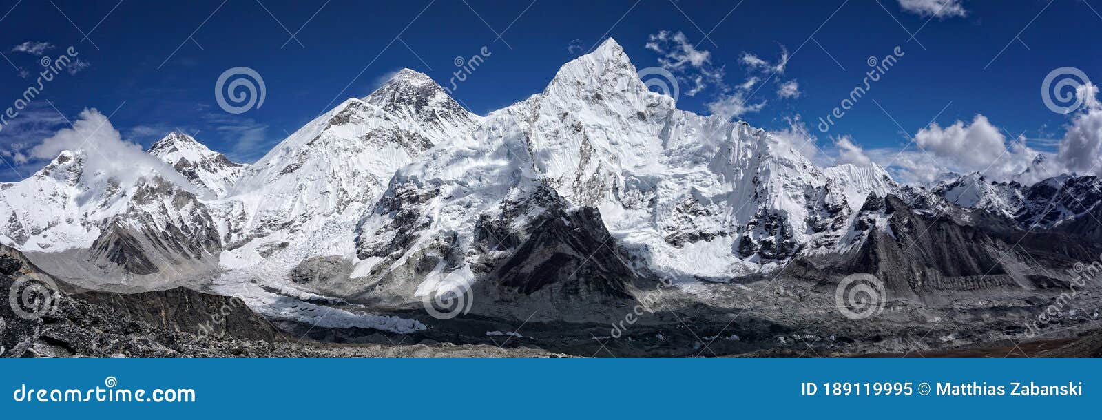 Panorama of the Mount Everest Range in the Himalaya Area Stock Image ...